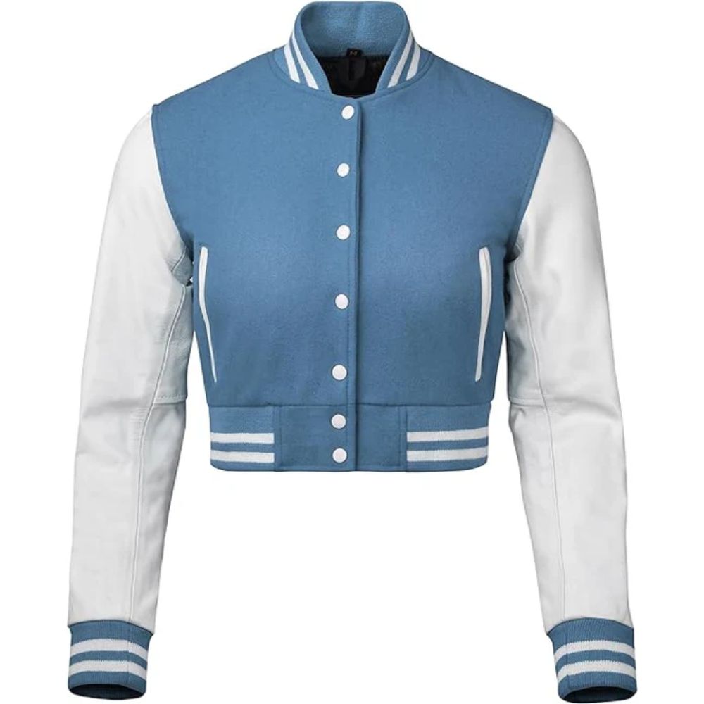 Blue And White Cropped Varsity Jacket | RLJ