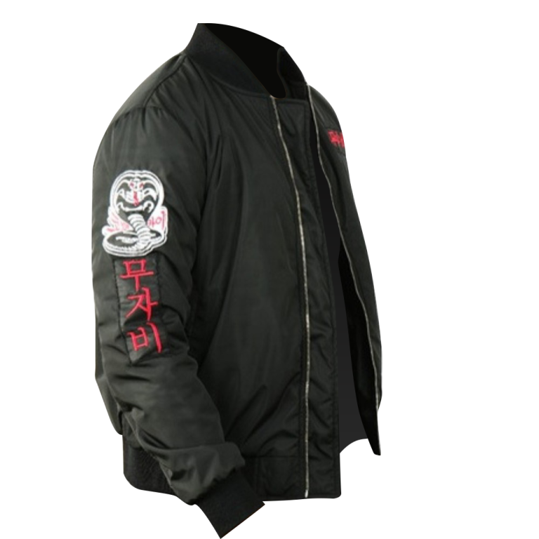 Cobra Kai S06 John Kreese Black Bomber Jacket - RLJ