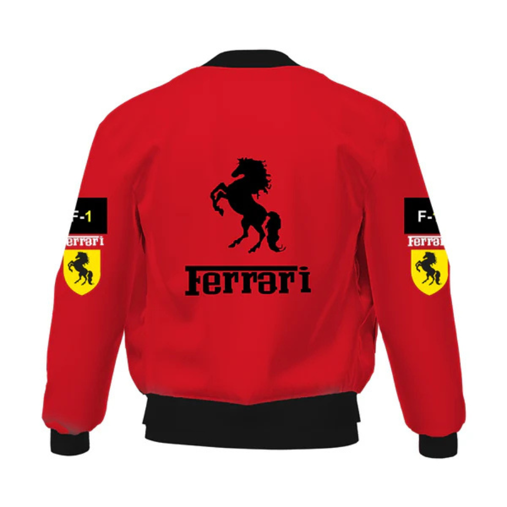 Ferrari F1 Racing Red Bomber Jacket | Royal Leather Jackets