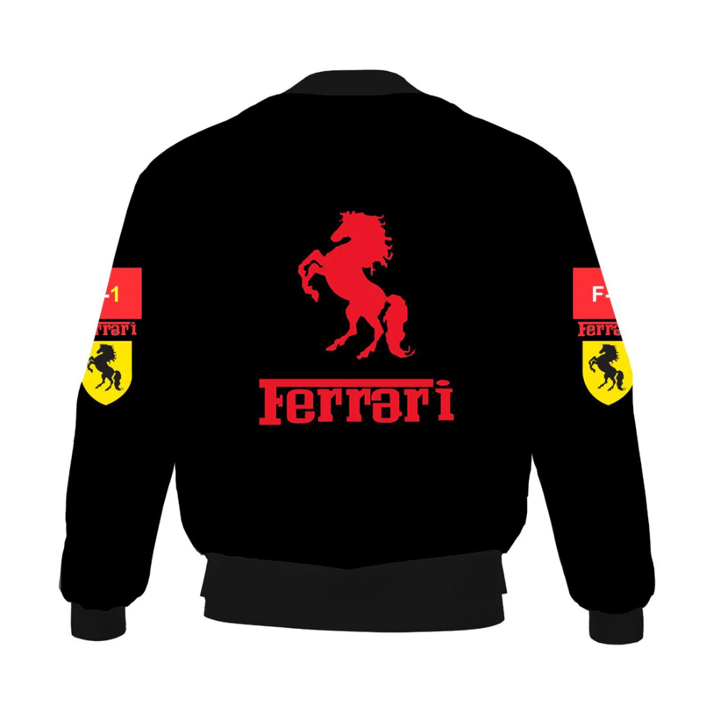 Ferrari F1 Vintage Racing Black Bomber Jacket | RLJ