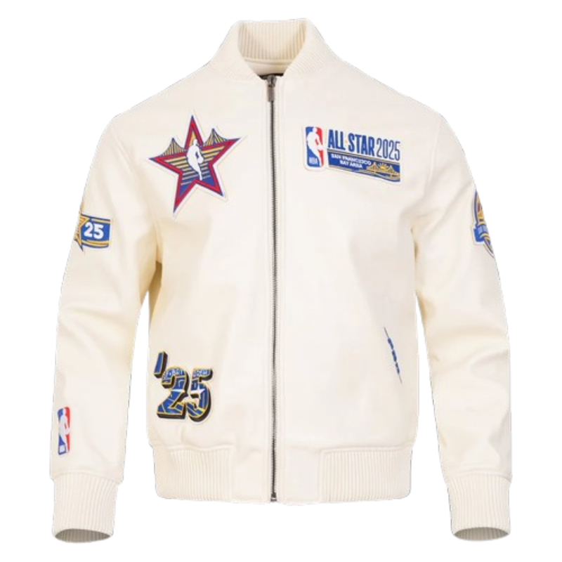 NBA All Star 2025 Cream Leather Jacket | RLJ