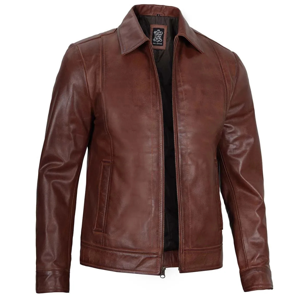 Reeves Harrington Brown Real Leather Jacket | RLJ