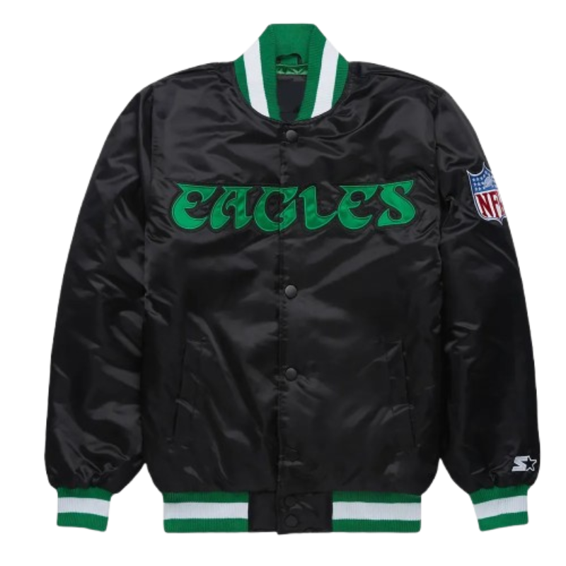 Starter Philadelphia Eagles Blackout Satin Varsity Jacket - RLJ