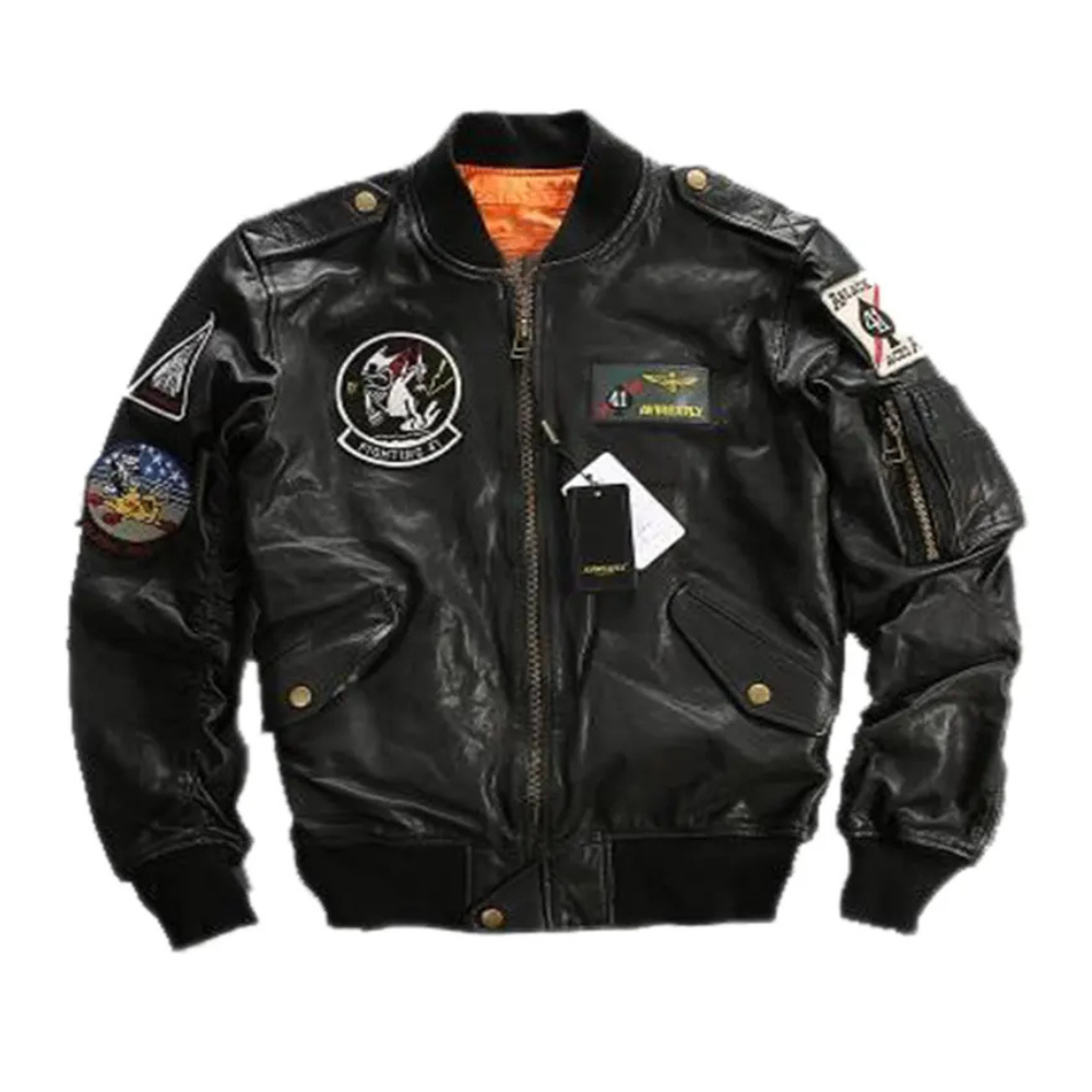 Top Gun Aviator Leather Bomber Jacket | RLJ